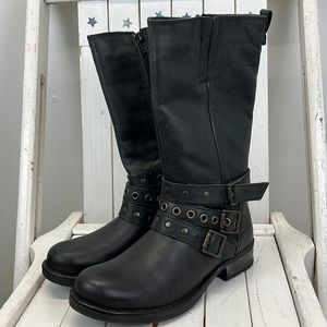 Eric Michael | Shoes | Eric Michael Leather Moto Biker Calf Boots Size ...